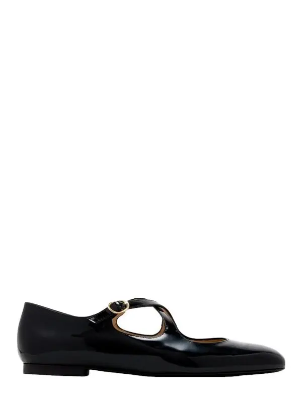 STUART WEITZMAN Patent Leather Mary Jane Ballet Flats - Black