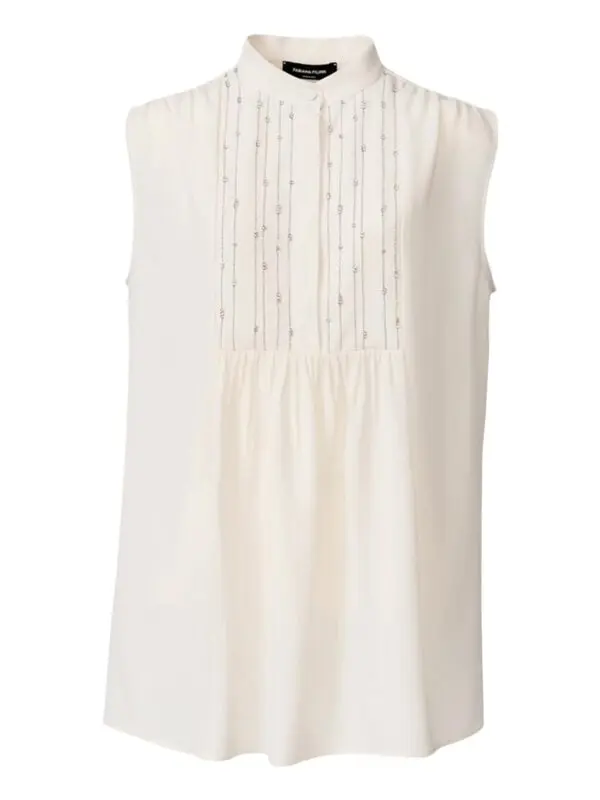 Fabiana Filippi Sleeveless Stand-up Collar Shirt - Burro