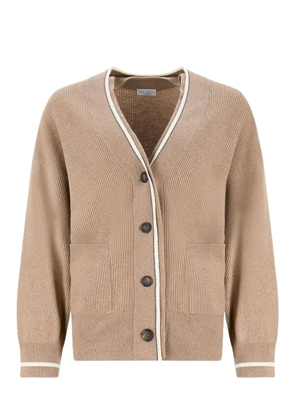 Brunello Cucinelli Long-sleeved Knitted Cardigan - Nude