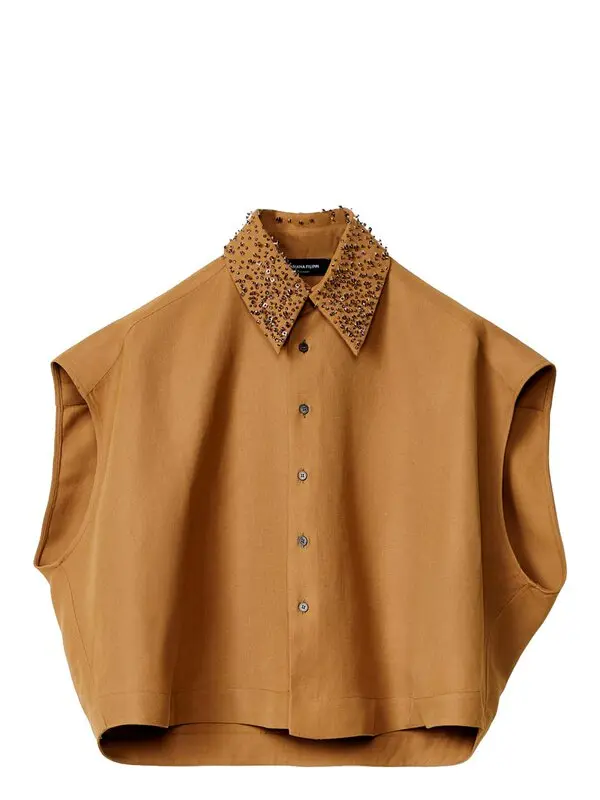 Fabiana Filippi Embellished Collar Shirt - Brown