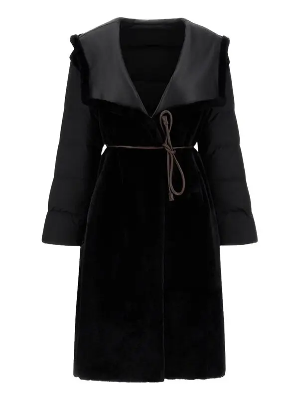 Herno Quilted Hooded Coat With Belt - Black