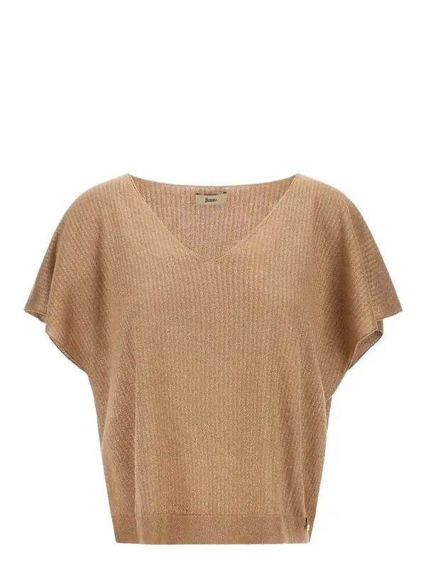 Herno V-neck Knit T-shirt - Cammello