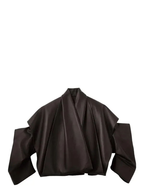 Jacquemus Leather Jacket With Openwork Details - Black