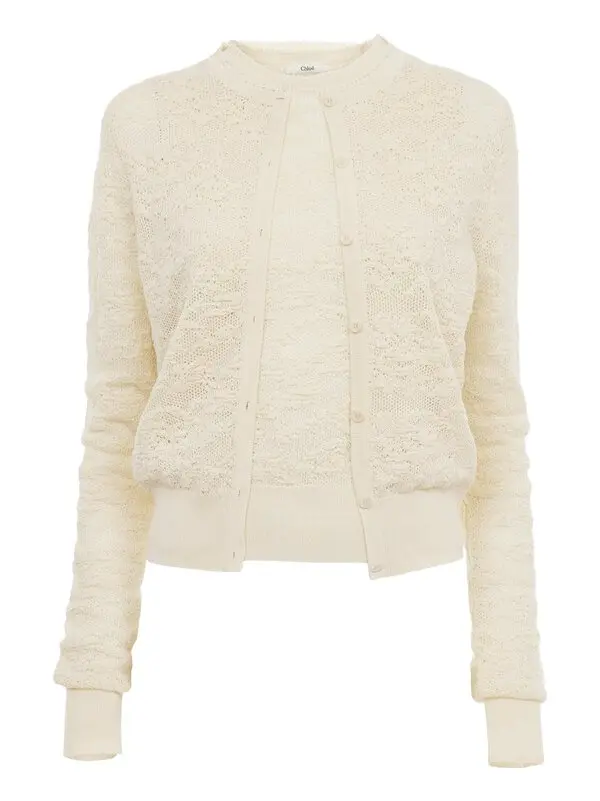 Chloé Lace-effect Knit Cardigan Twin Set - Nude