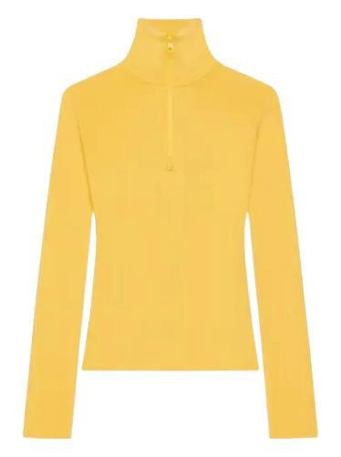 COURREGES High-neck Long-sleeve T-shirt With Zipper Closure - Yellow