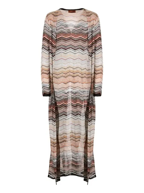 Missoni Long Lightweight Sequined Cardigan With Herringbone Pattern - No