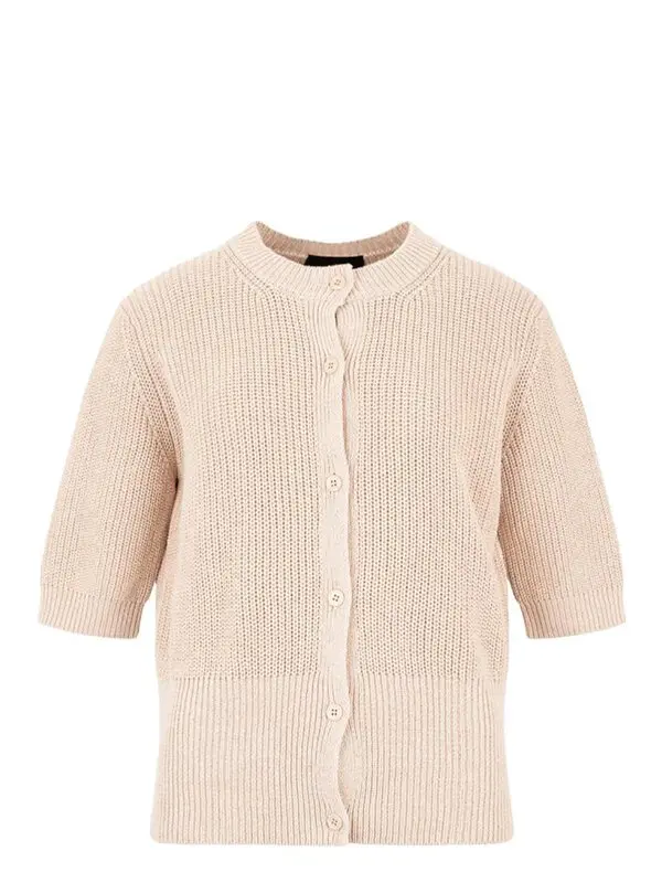 Fabiana Filippi Crew Neck Cardigan With Three-quarter Sleeves - Sabbia