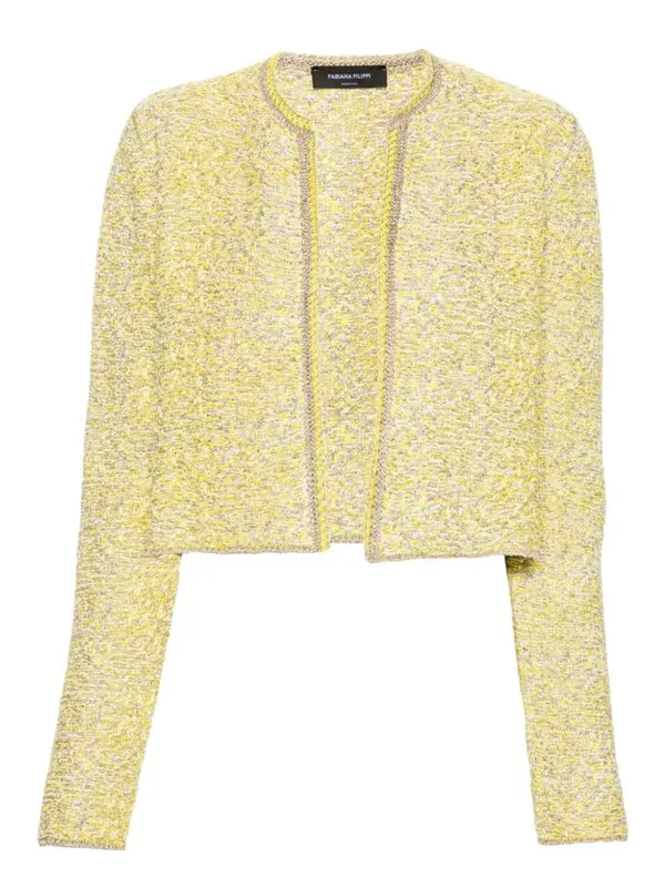 Fabiana Filippi Metallic Bouclé Cardigan - Nude