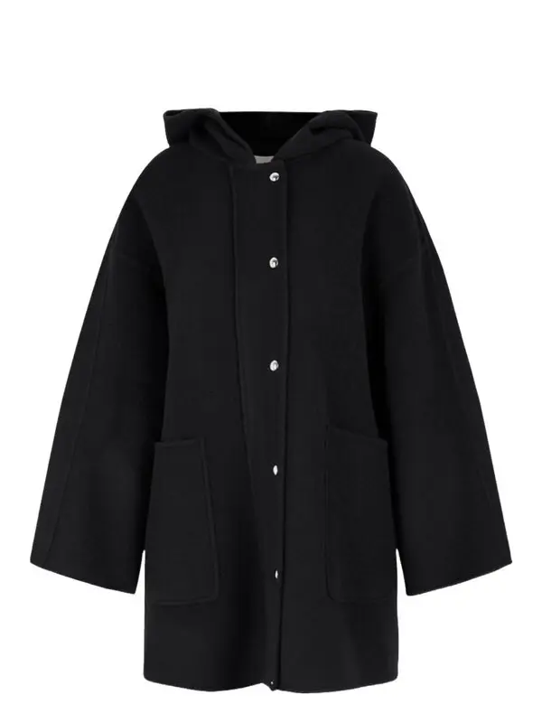 Khaite Long-sleeved Hooded Coat With Patch Pocket - Black
