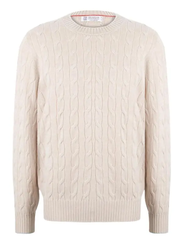 Brunello Cucinelli Crew Neck Long-sleeved Knitwear - White