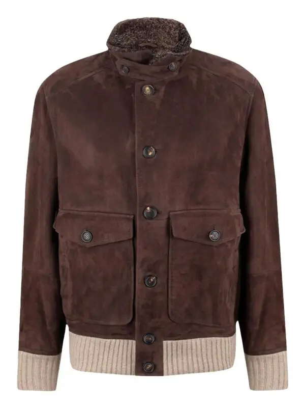 Brunello Cucinelli High-necked Leather Jacket - Red
