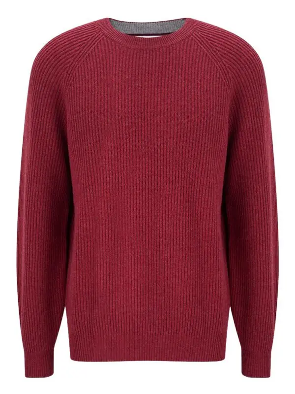 Brunello Cucinelli Raglan Sleeve Ribbed Knit Sweater - Red
