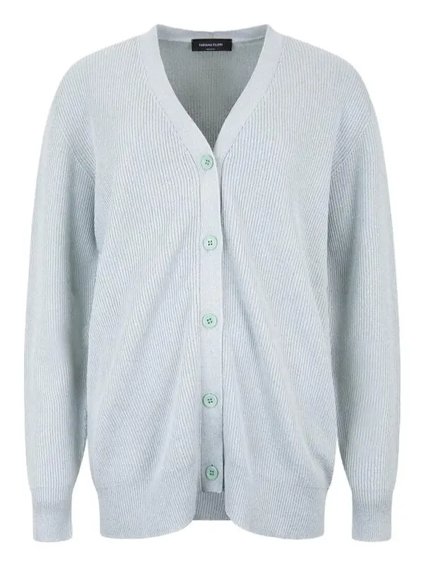 Fabiana Filippi Long-sleeved Knitted Cardigan - Verde Acqu