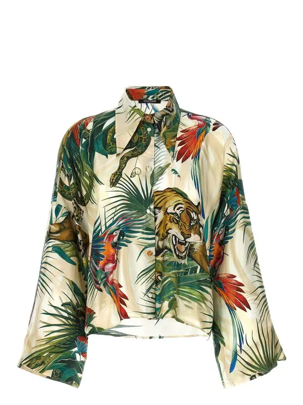 Roberto Cavalli Printed Wide Sleeve Shirt - Multicolor