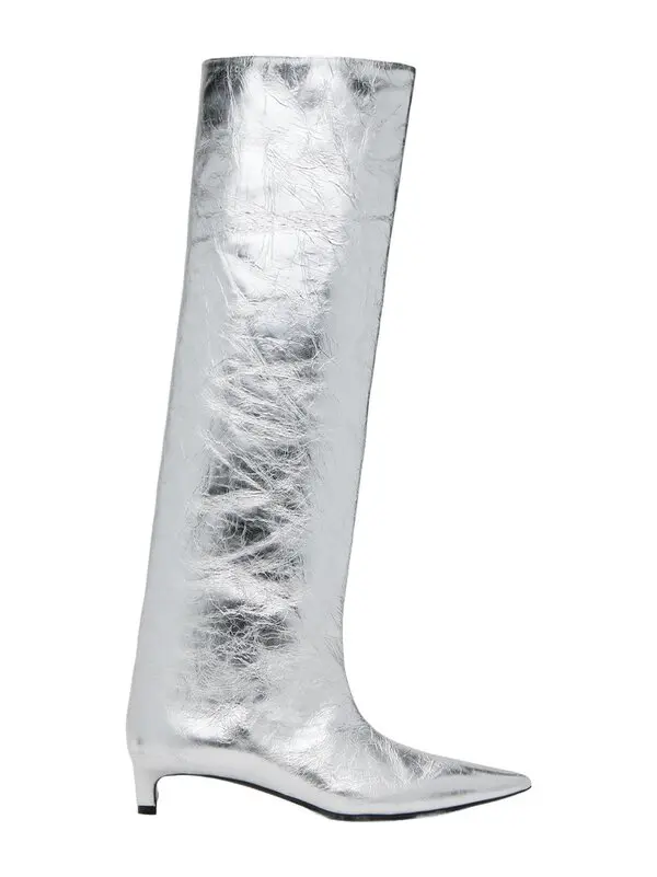 JIL SANDER Metallic Knee-high Boots - White