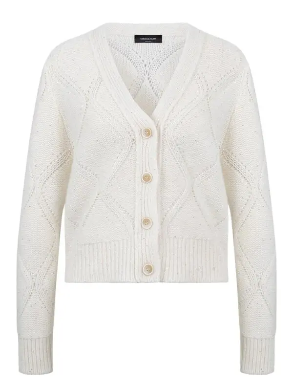 Fabiana Filippi V-neck Cardigan With Ribbed Accents - White