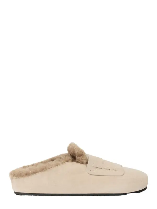 Jacquemus Suede Round-toe Mules With Penny Buckle - Light Beige