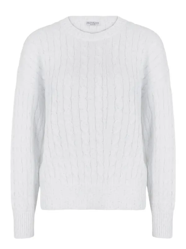 Brunello Cucinelli Crew Neck Long-sleeved Knitwear - White