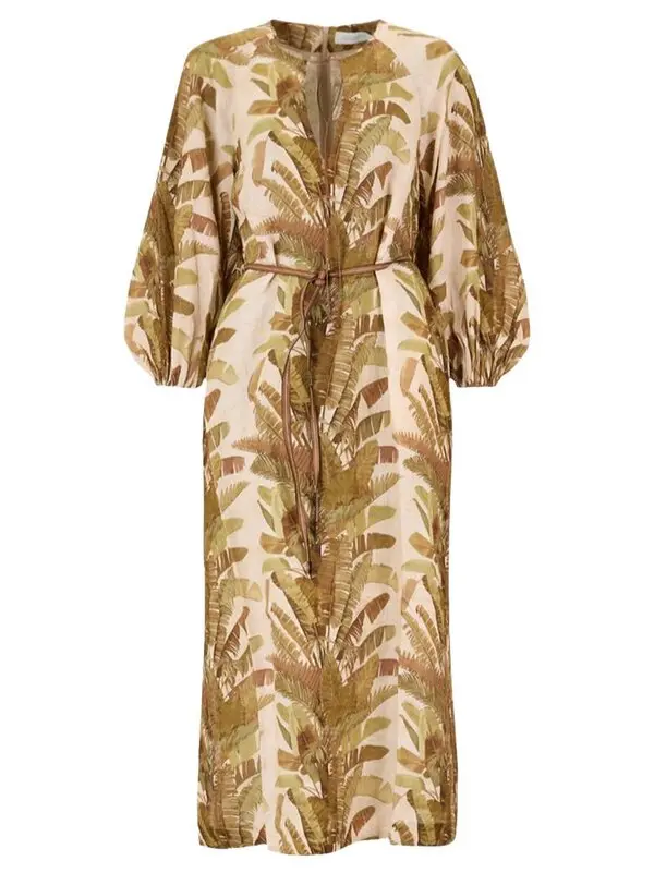 Zimmermann Tropical Print Midi Dress - Nude