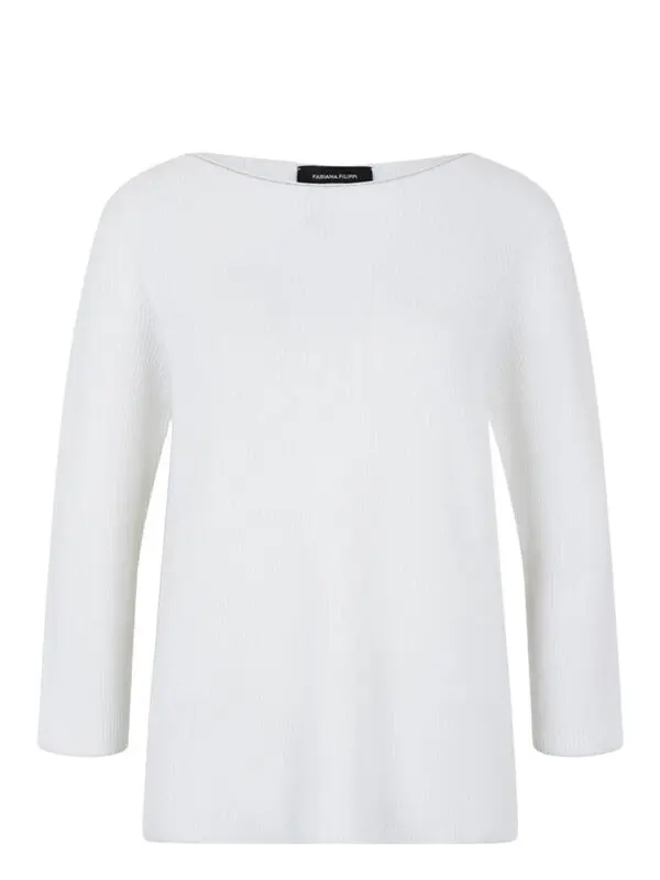 Fabiana Filippi Long-sleeved Boat Neck Knitwear - White
