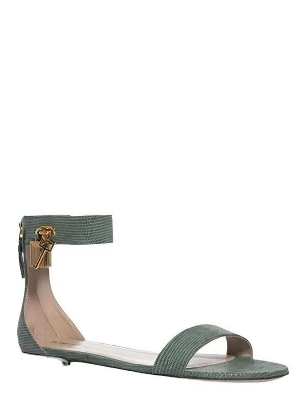 TOM FORD Flat Lizard-embossed Suede Sandals - Gray