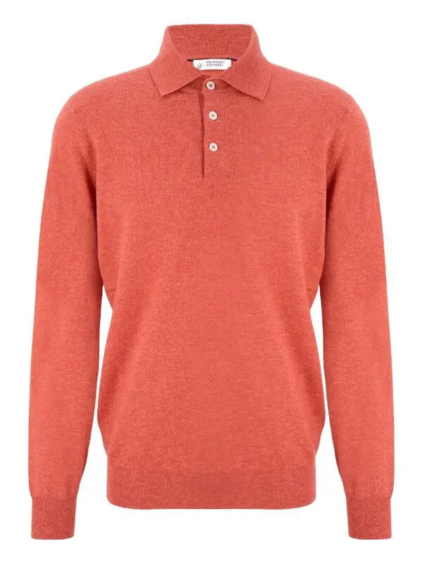 Brunello Cucinelli Long-sleeved Knit Polo Shirt - Red