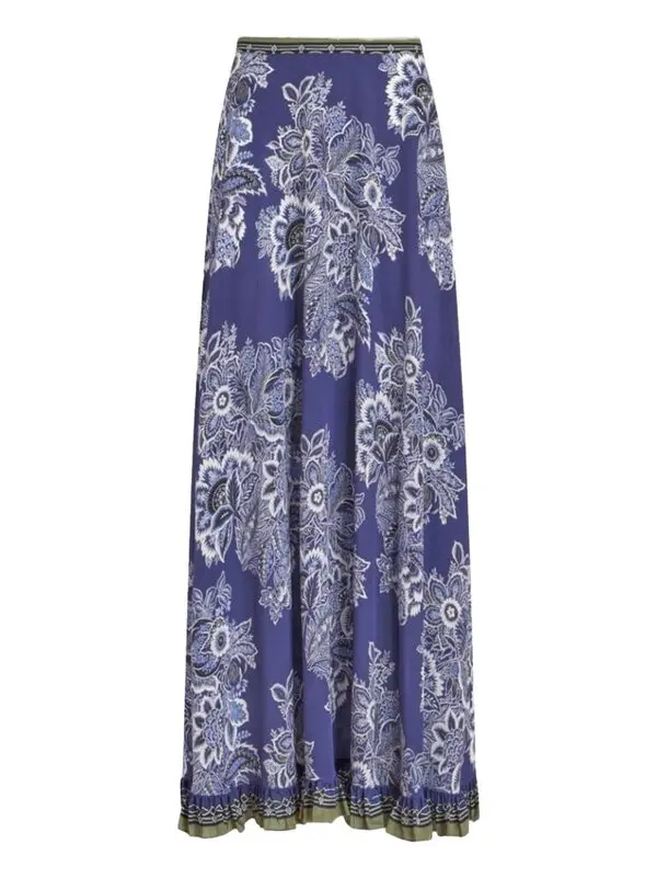 Etro Floral Print Maxi Skirt - Blue