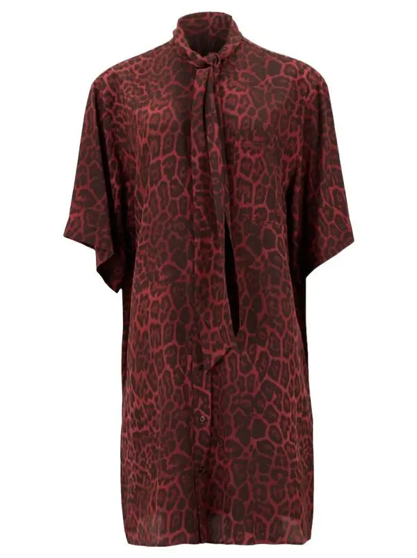 Stella McCartney Short Sleeve Printed Dress With Tie - Red