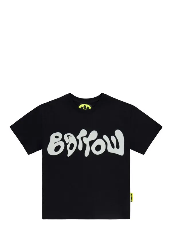 BARROW Flocked Logo Cotton T-shirt - Black