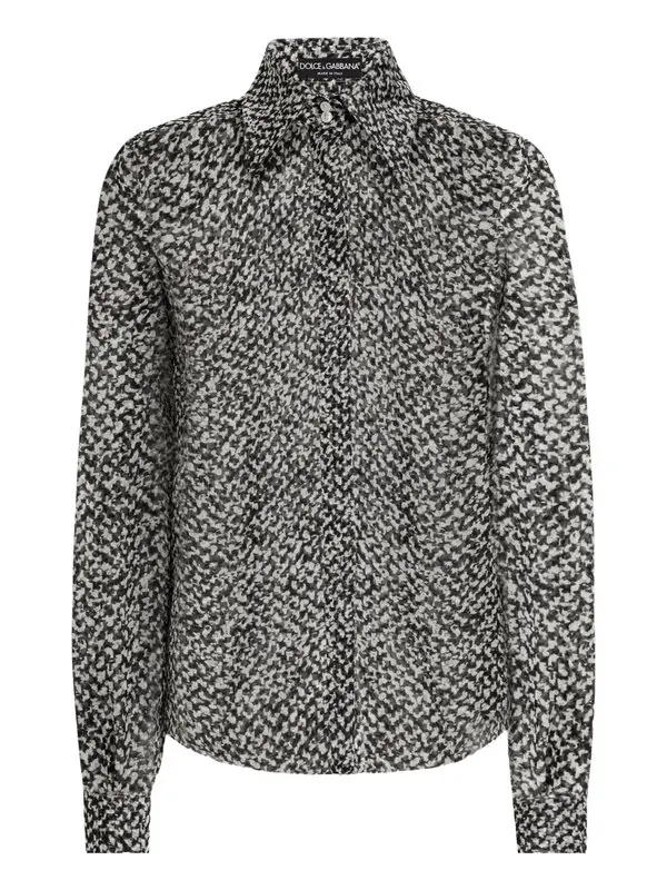 Dolce & Gabbana Pleated-collar Printed Shirt - Black