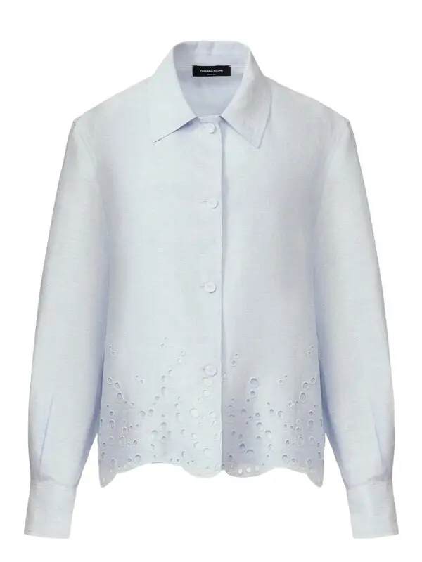 Fabiana Filippi Long Sleeve Collared Jacket With Eyelet Detail - White