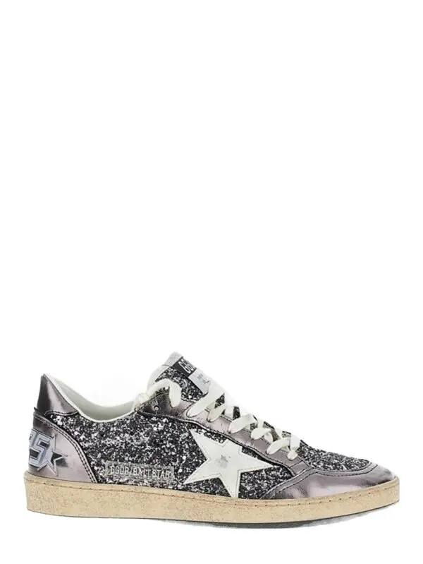 GOLDEN GOOSE Round Toe Glitter Lace-up Sneakers - Gray