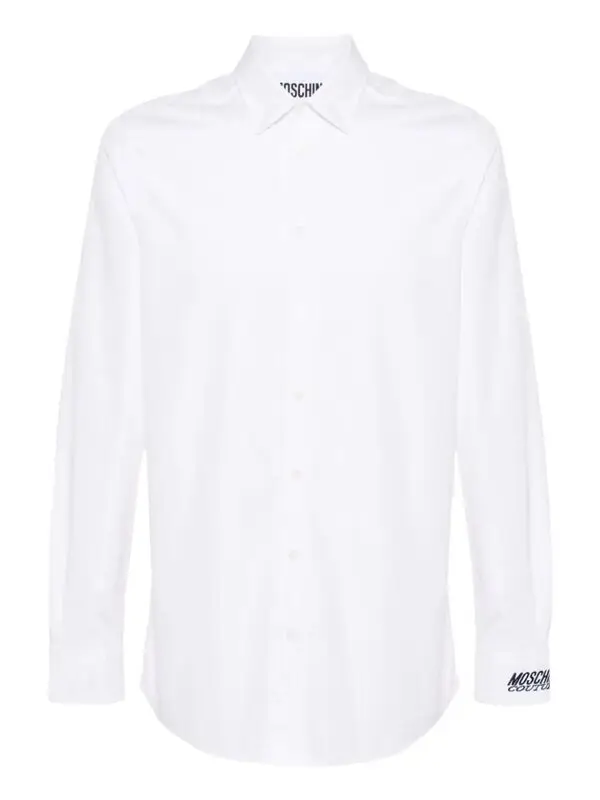 Moschino Logo-embroidered Cotton Shirt - White