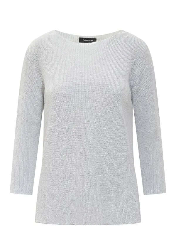 Fabiana Filippi Lurex Detail Fisherman's Knit Jumper - White