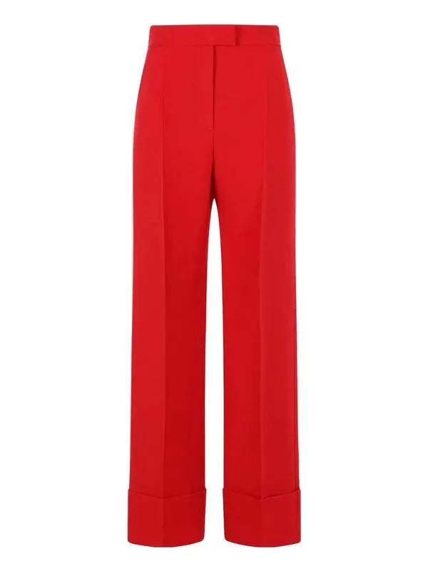 Valentino Garavani Pleat Detailed Turn-up Hem Trousers - Red