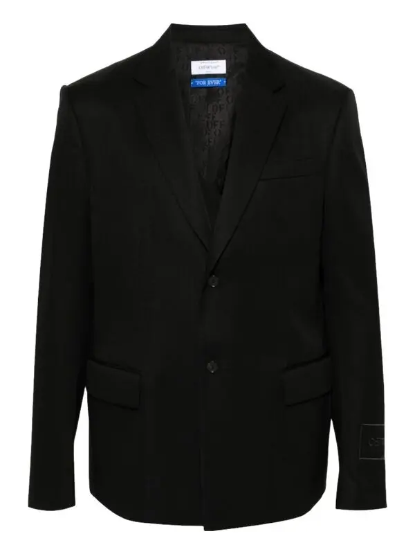 Off-White Single-breasted Logo Embroidered Blazer - Black