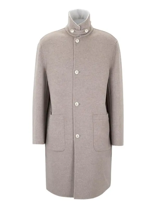 Brunello Cucinelli High-necked Long-sleeved Coat - Nude