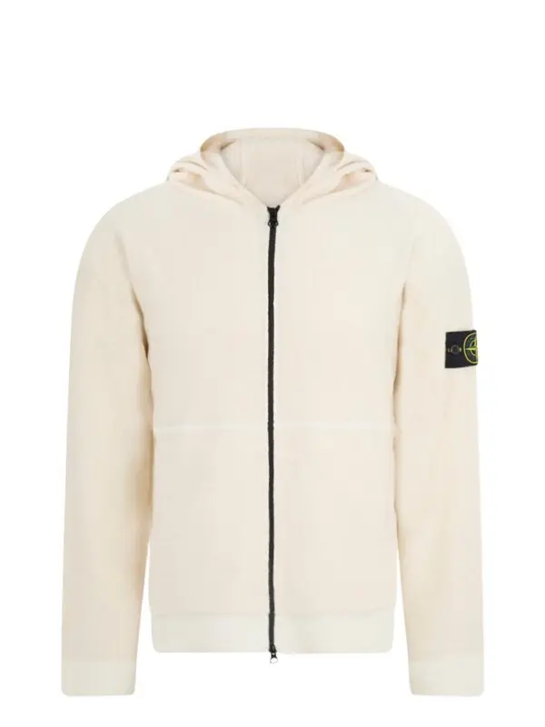 Stone Island Zipper Hoodie - Ivory