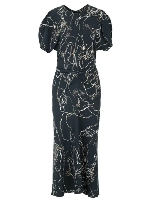 Victoria Beckham Printed Midi Dress - Forest Green