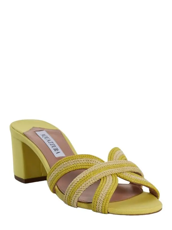 AQUAZZURA Mid-heel Slides With Crisscross Straps - Brown