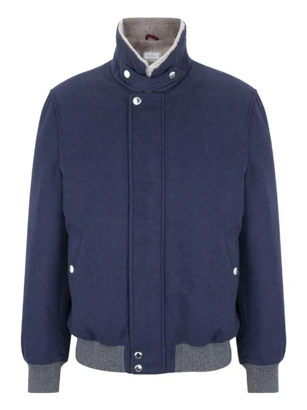 Brunello Cucinelli High-neck Casual Jacket - Blue