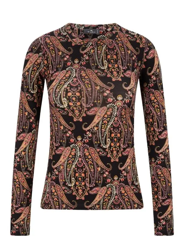 Etro Paisley Print Long-sleeved T-shirt - Black