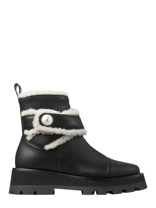 JIMMY CHOO Calfskin Ankle Boots With Wool Lining - Black