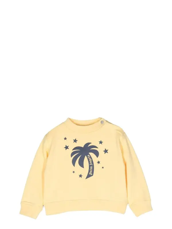 Palm Angels Logo Print Cotton Sweatshirt - Nude