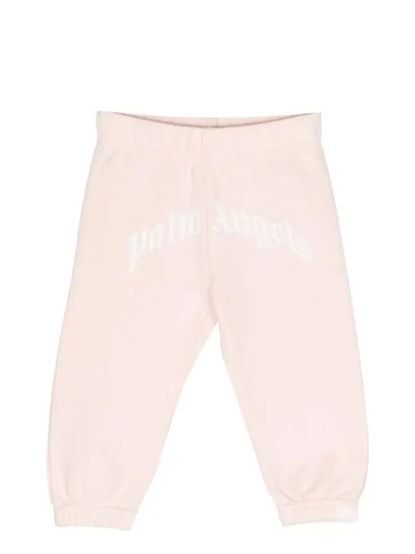 Palm Angels Curved Logo Cotton Jogging Bottoms - Pink