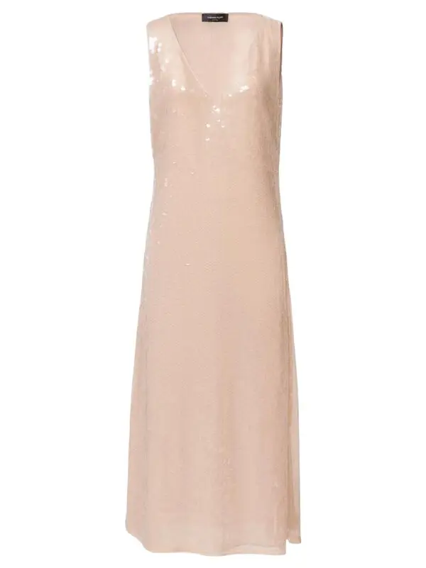Fabiana Filippi Sleeveless Sequined Midi Dress - Nude