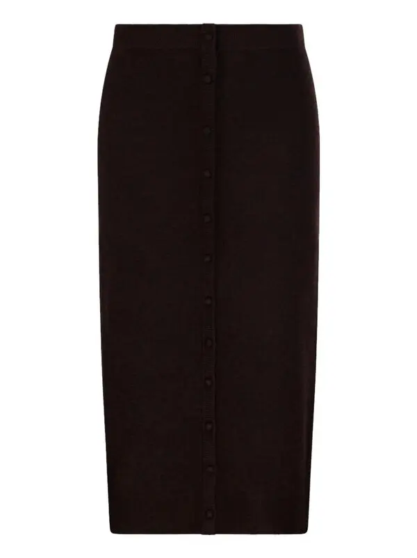 Victoria Beckham Button-decorated Midi Skirt - Dark Chocolate