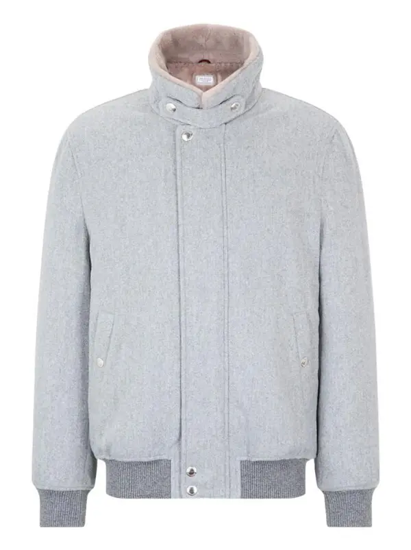 Brunello Cucinelli High Neck Casual Jacket - White