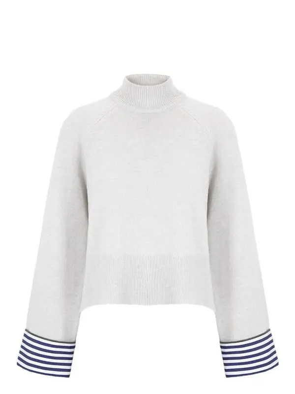 Brunello Cucinelli High-neck Long-sleeve Knitwear With Ribbed Details - White