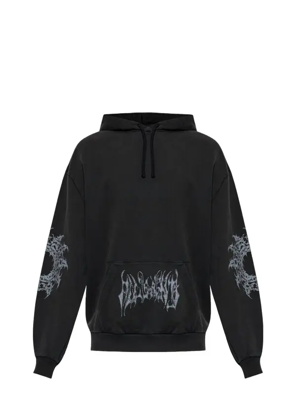 ALLSAINTS Long Sleeve Hooded Sweatshirt With Graphic Detail - Black